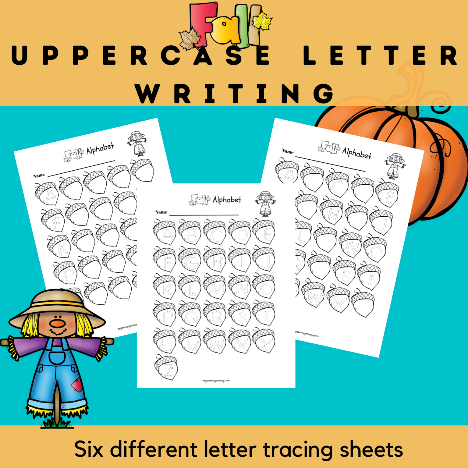 Fall Upper Case Letter Writing Worksheets - Engineering Evening