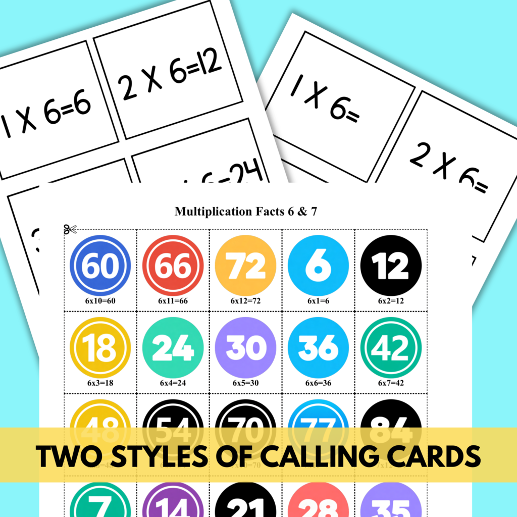 Multiplication Bingo for 6's and 7's, Math Fluency Games - Engineering ...