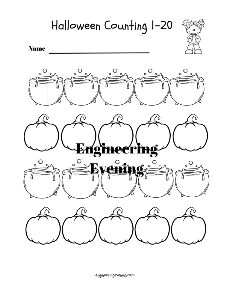 Halloween Numbers 1-20 Tracing Worksheet - Engineering Evening